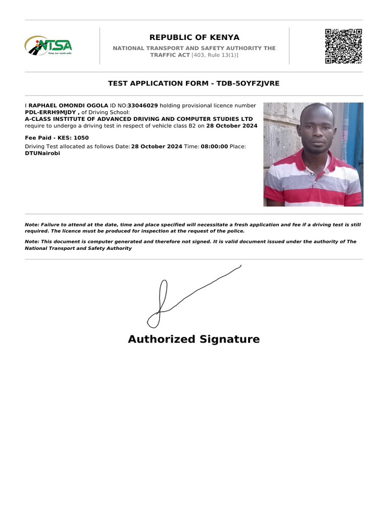 TDB-5OYFZJVRE-Driving Test Application | PDF