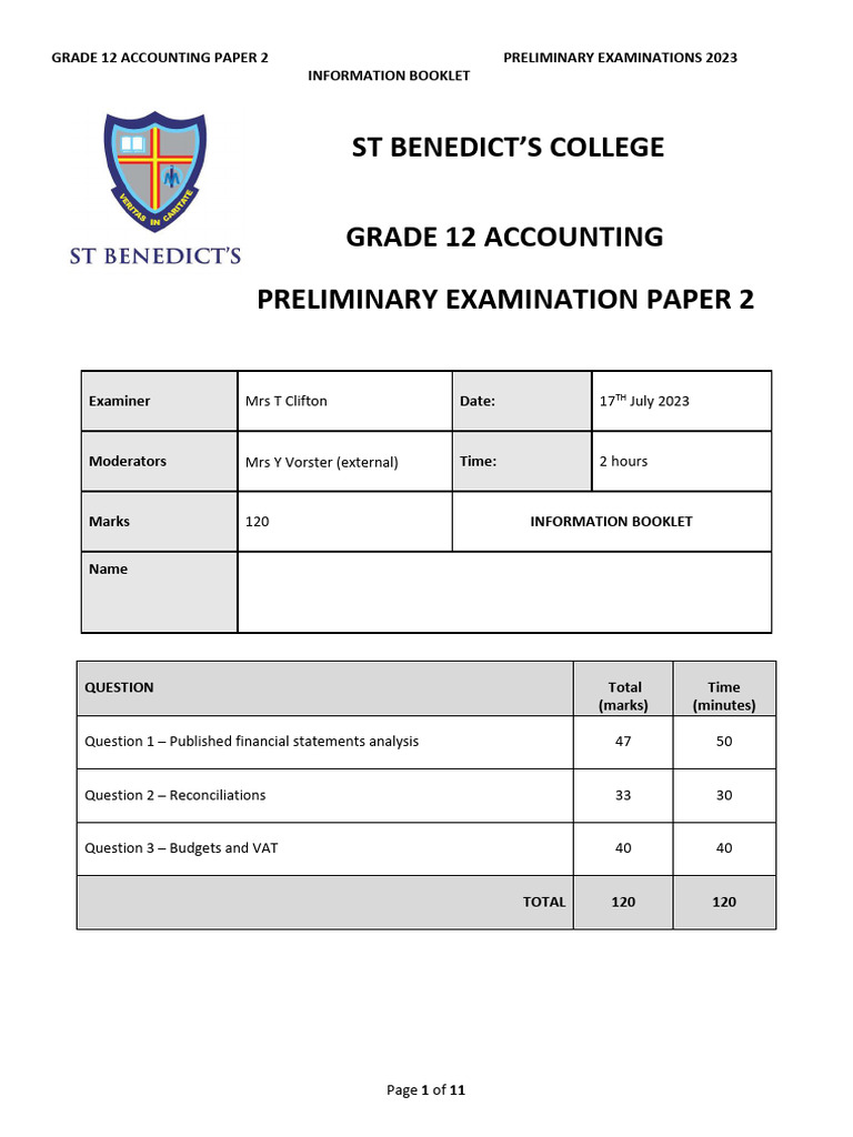 2023 Prelim P2 - Info Booklet | PDF | Credit Card | Financial Statement