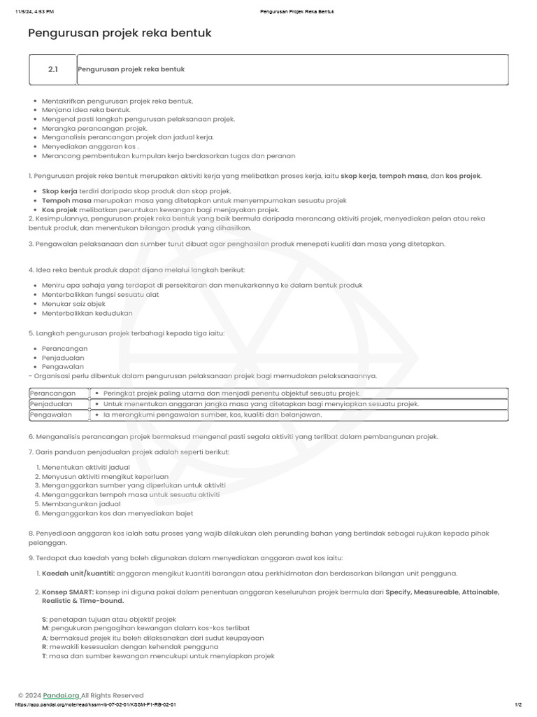 Pengurusan Projek Reka Bentuk | PDF