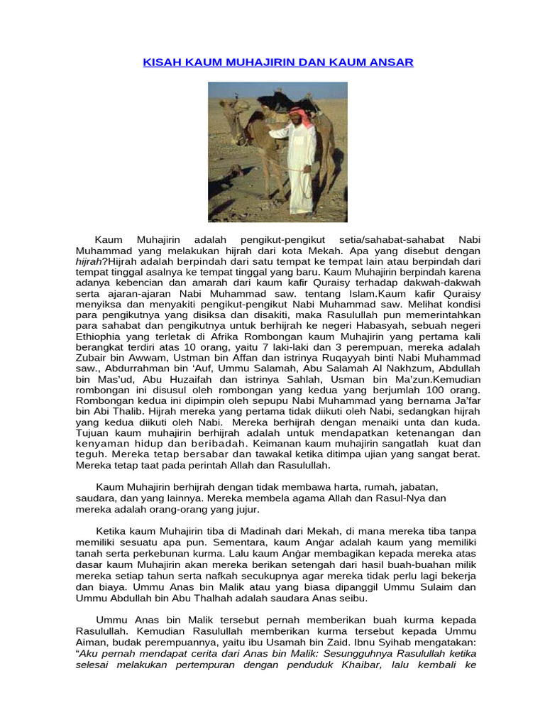 Kisah Hijrah dan Persaudaraan | PDF | Perjalanan | Agama & Spiritualitas