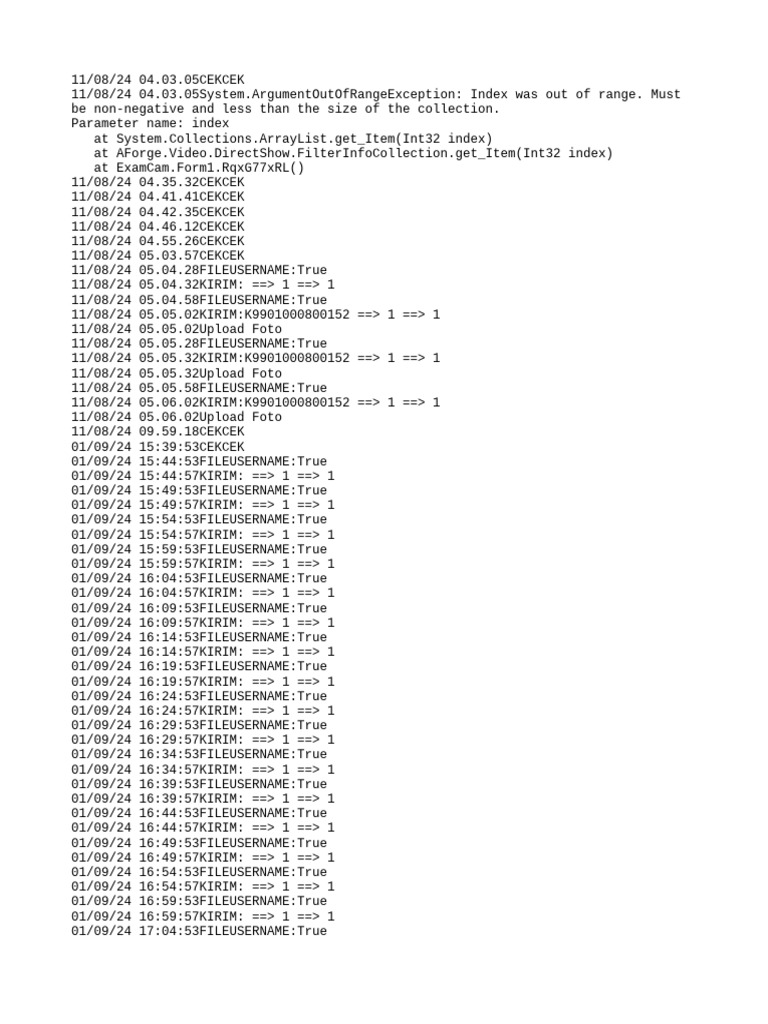 System.ArgumentOutOfRangeException Log | PDF