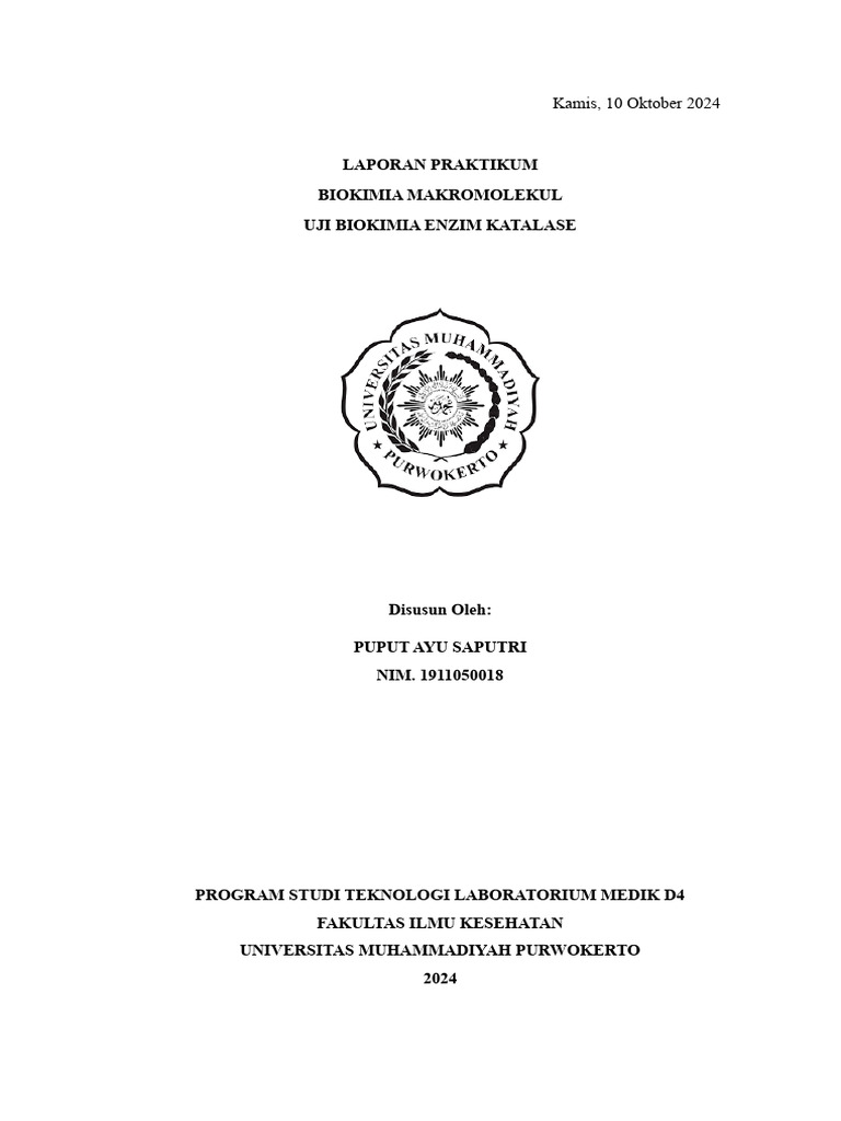 Uji Biokimia Enzim Katalase | PDF
