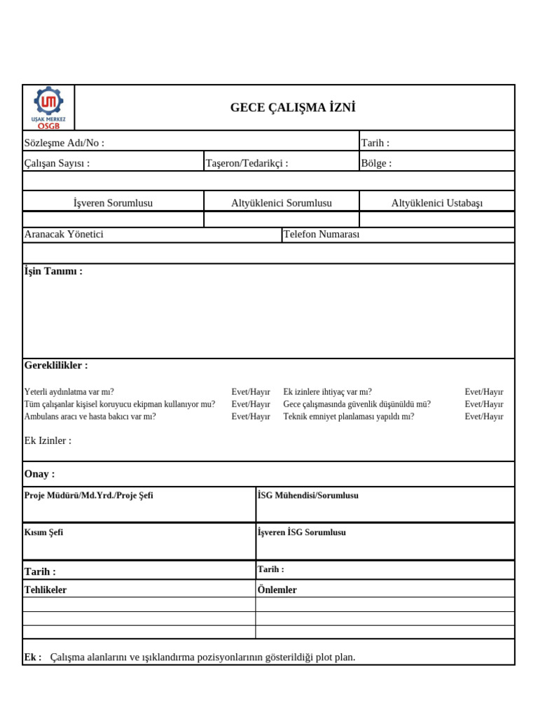 Ce Çalişma İzi̇n Formu | PDF