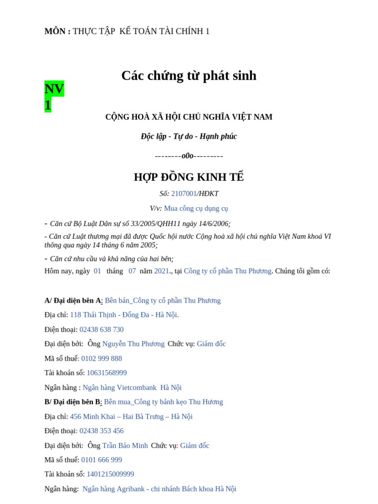 NV1 - NV2 Thực-Hành-Kttc1 | PDF