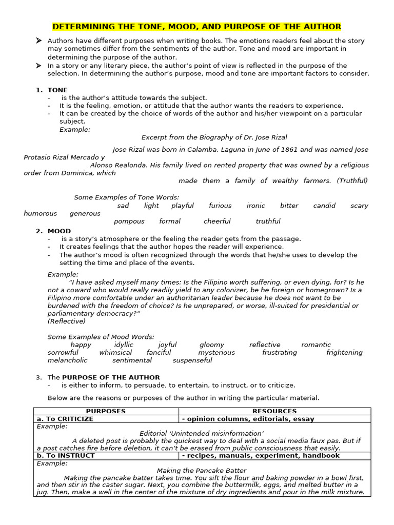 DETERMINING THE TONE | PDF | Batter (Cooking)