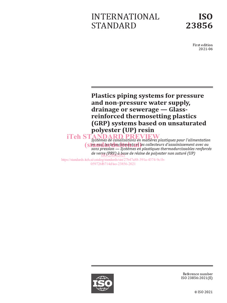 ISO 23856: GRP Piping Systems Standard | PDF | Pipe (Fluid Conveyance ...