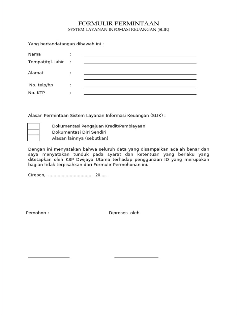 Formulir Slik | PDF