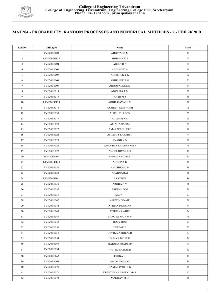 Mat204 - Probability, Random Processes and Numerical Methods - 2 | PDF