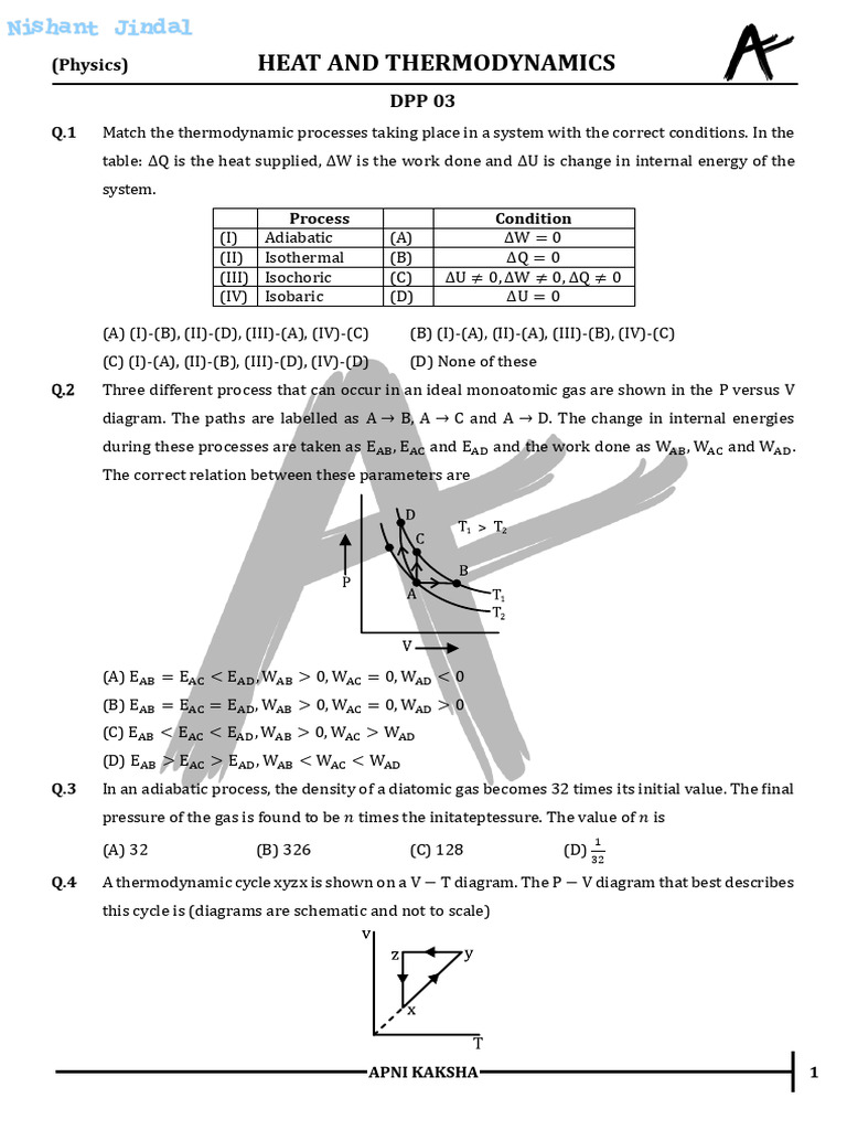 DPP - 03 Heat & Thermodynamics NJ - 247 | PDF | Heat | Mechanics