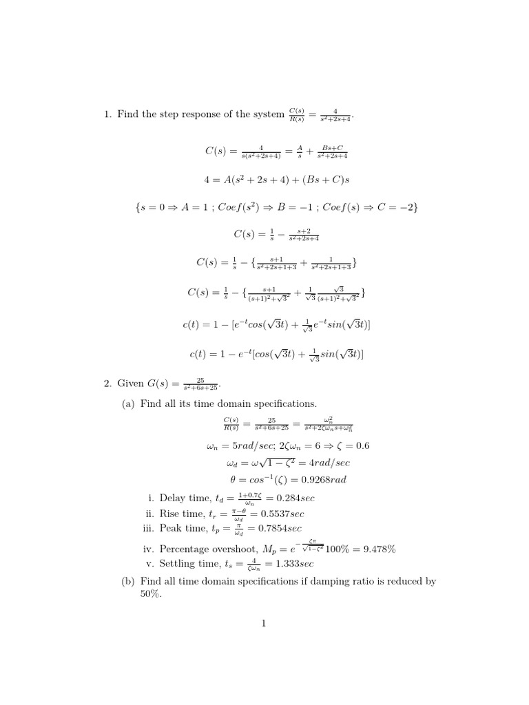 Practice Problems | PDF | Damping | Electrical Engineering