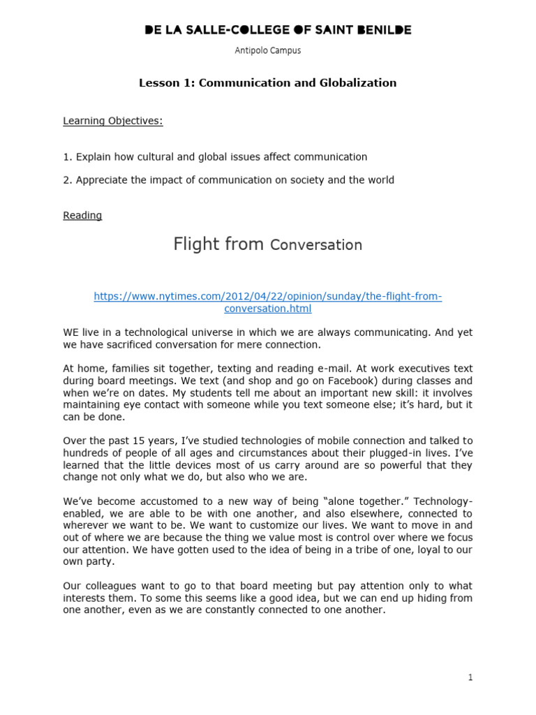 Lesson 2 - Communication and Globalization | PDF | Artificial Intelligence | Intelligence (AI ...