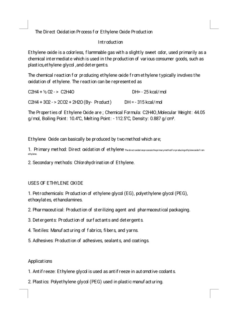 Direct Oxidation of Ethylene Oxide | PDF | Chemical Substances | Chemistry