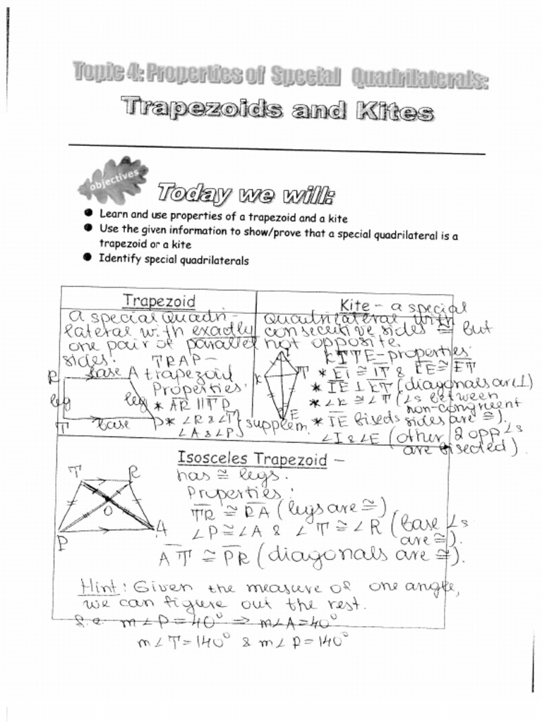 Lesson 4 Unit 8 Trapezoids Kites | PDF