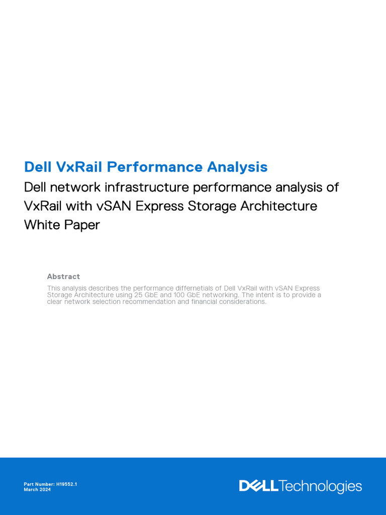H19552-Networking-vxRail-Performance Analysis.1 | PDF | Computer Cluster | Computer Data Storage