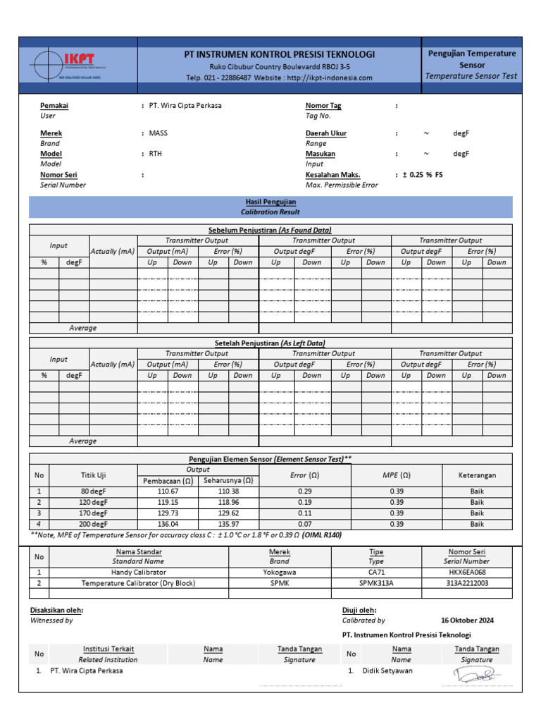 Cerapan RTD Sensor PT - WCP | PDF