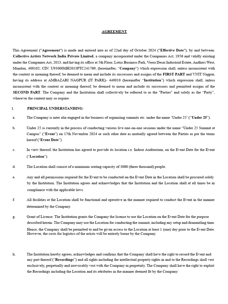 VNIT Nagpur Final MoU 2 | PDF | Indemnity | License