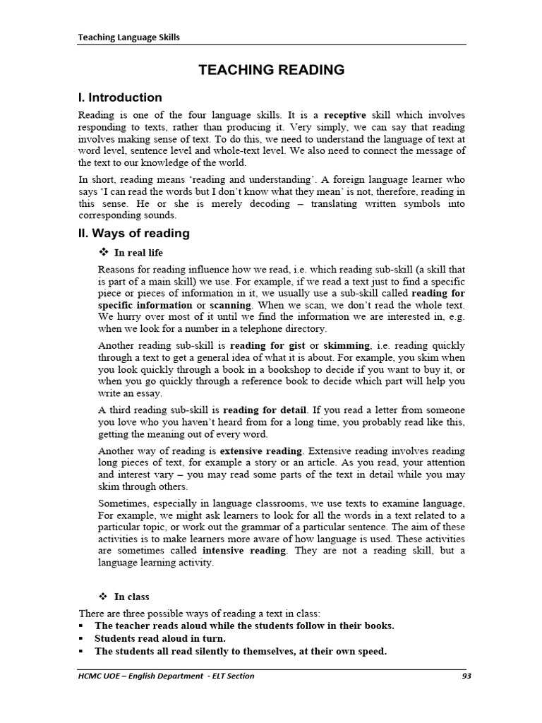 Teaching reading | PDF | Reading Comprehension | Question