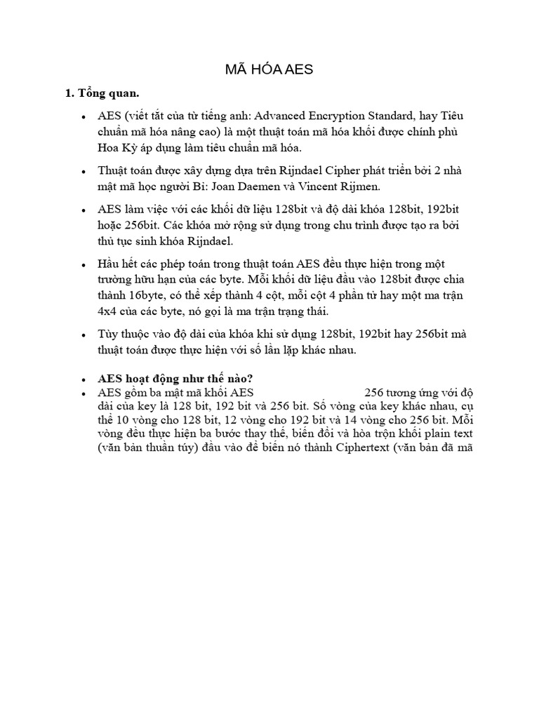 Mã Hóa Aes | PDF