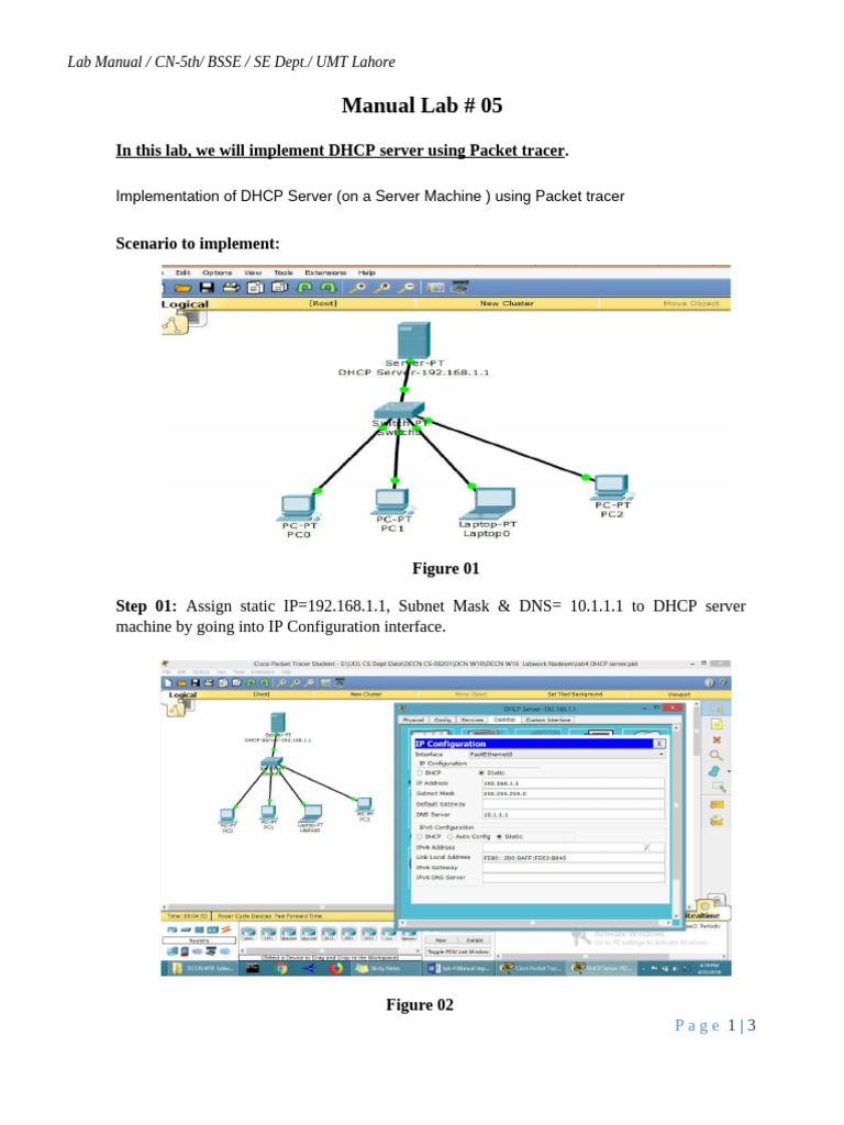 4.5 - Lab - Manual - 5 - CN - DHCP Server Using Packet Tracer | PDF