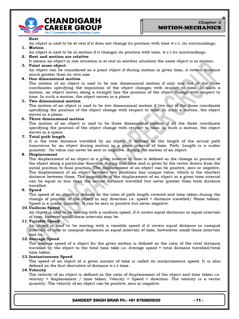 Chapter-2 (Motion-Mechanics) (1) - 220717 - 215404 | PDF | Acceleration | Velocity