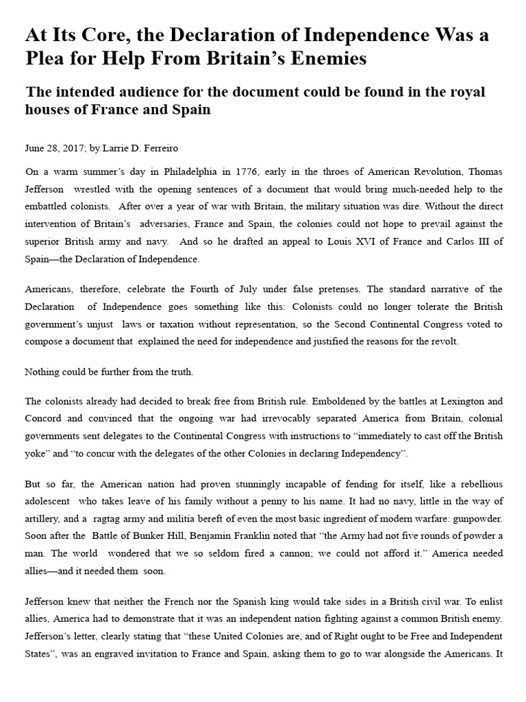 The Declaration of Independence Reading | PDF | United States ...