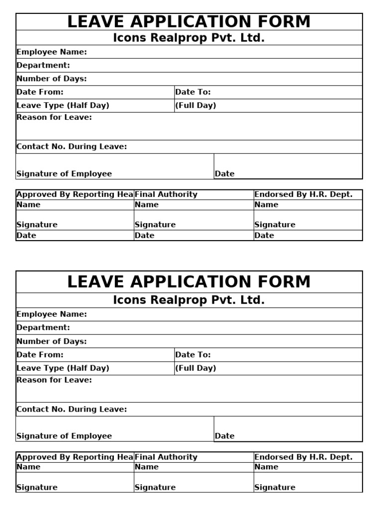 Leave Application Form | PDF | Career & Growth | Finance & Money Management