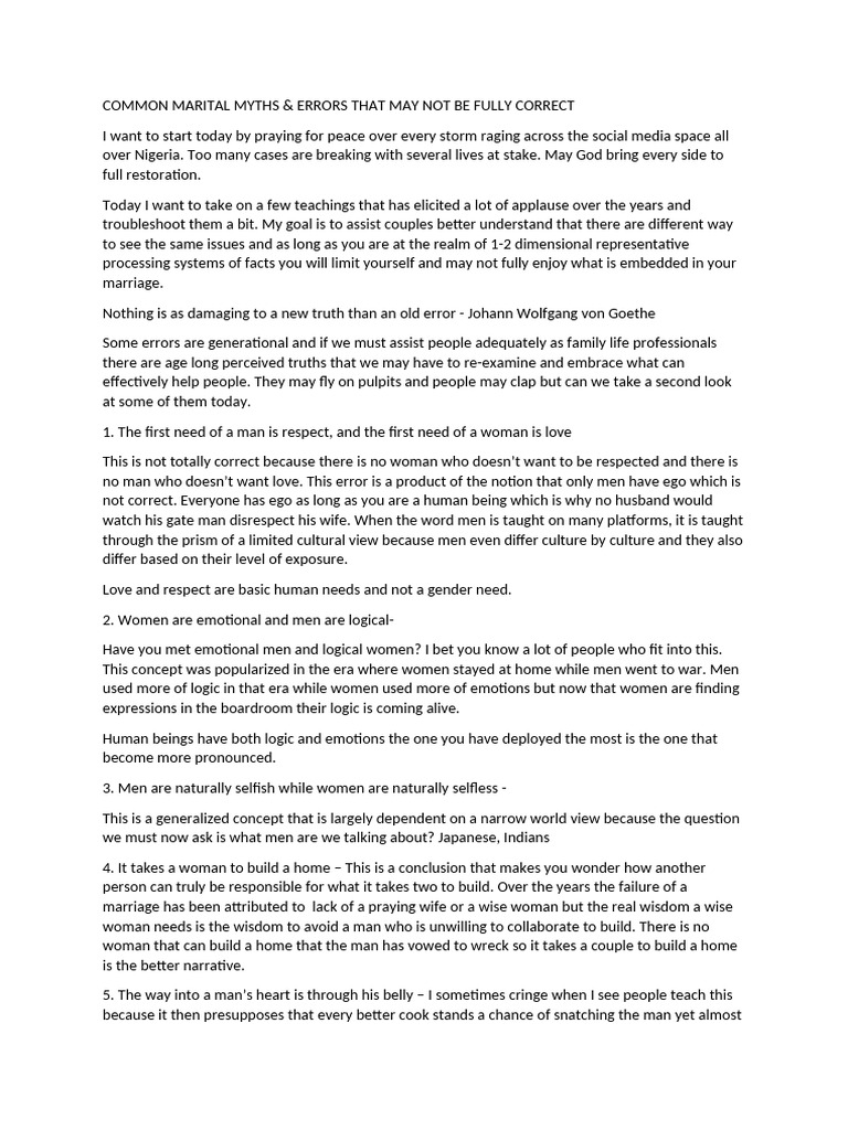 Debunking Common Marital Myths | PDF