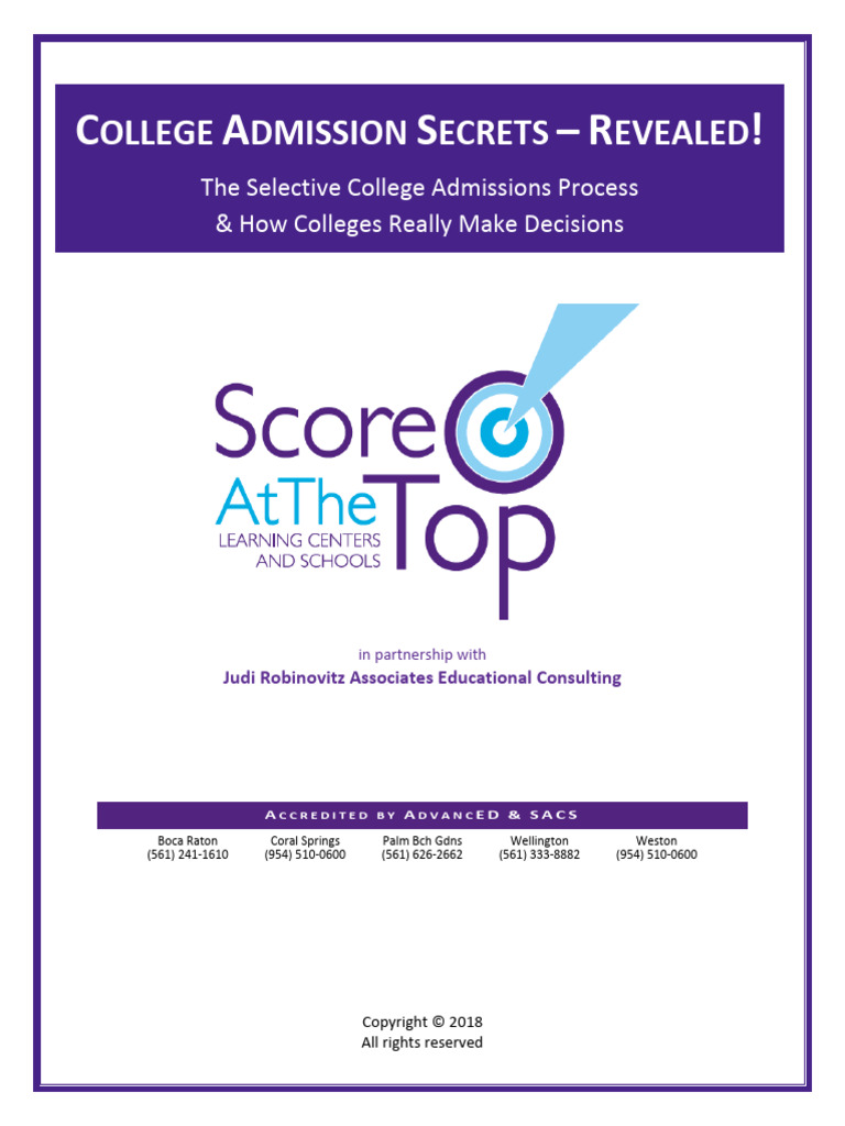 College Counseling College Admission Secrets Revealed | PDF | College Admissions In The United ...