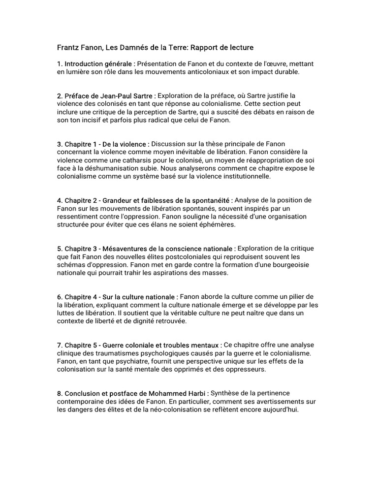 Analyse de "Les Damnés de la Terre" | PDF | Arts du langage et discipline