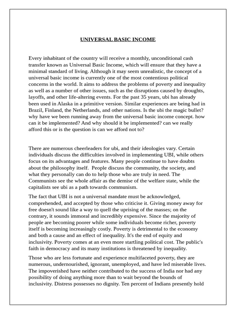 universal basic income | PDF | Poverty | Poverty & Homelessness