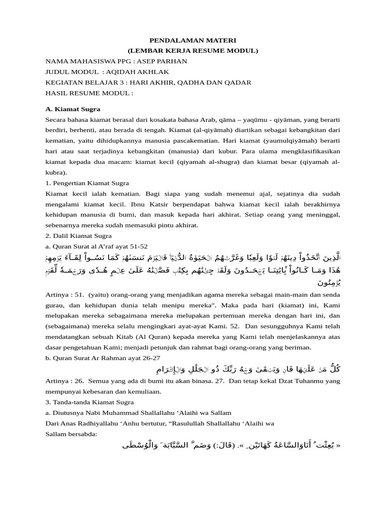 Resume Modul Aqidah Akhlak KB 2 | PDF | Agama & Spiritualitas