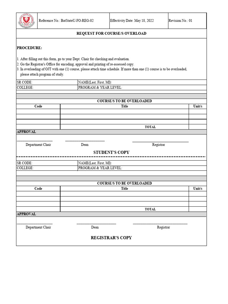 Request For Courses Overload | PDF | Business | Computers