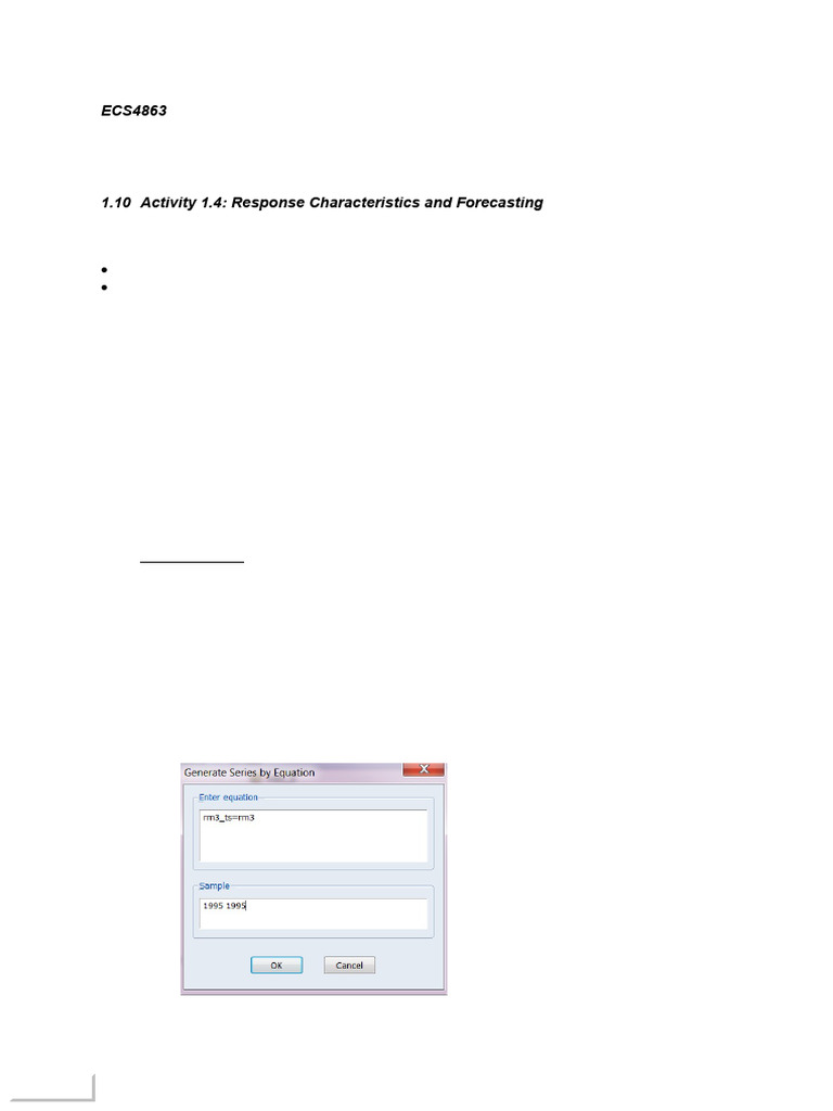 ECS4863 - SOLUTIONS Activity 1.4 - Response Characteristics and Forecasting | PDF | Time Series ...