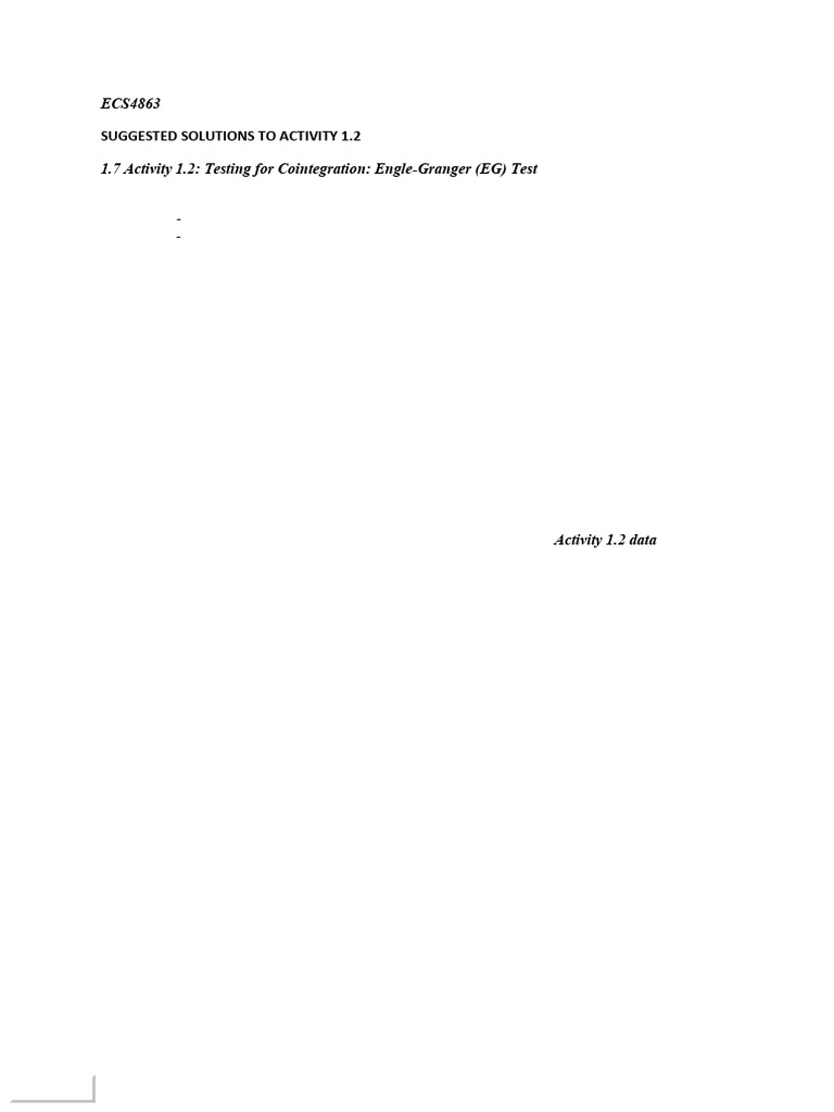 ECS4863 - Solutions To Activity 1.2 | PDF | Econometrics | Statistical Theory