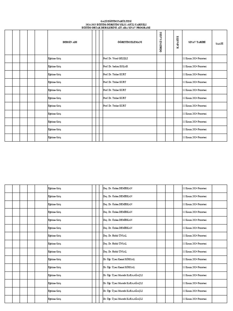 Ara Sinav Programi | PDF