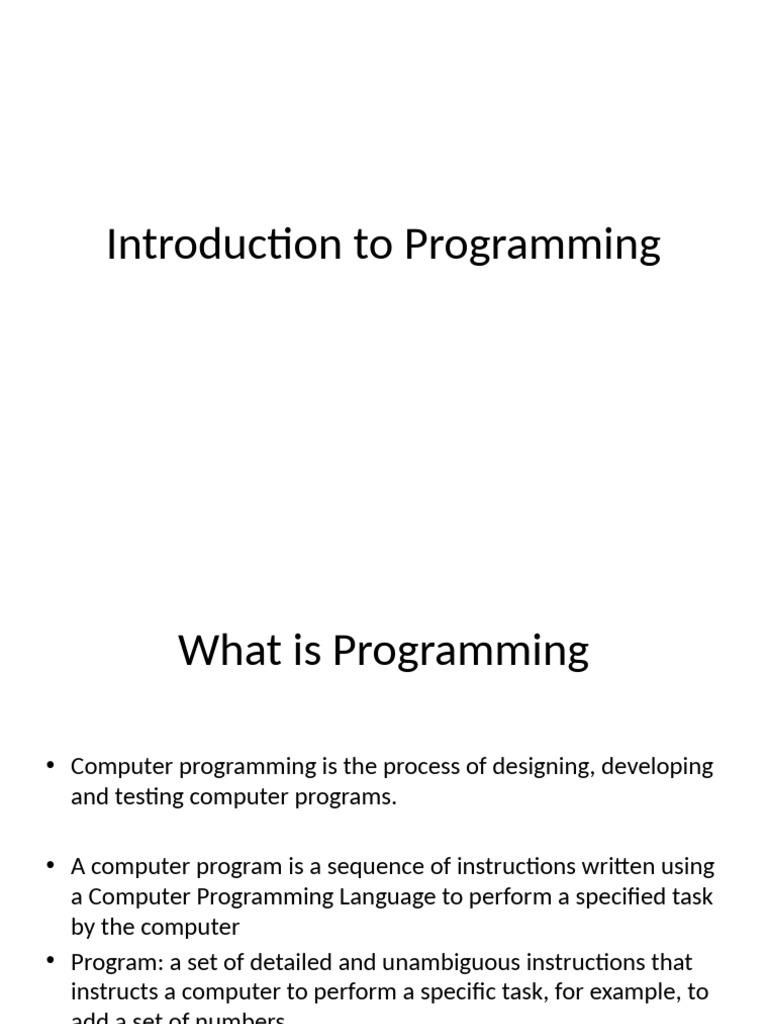 CUITM114 LECTURE 1 Introduction To Programming | PDF | Source Code | Programming