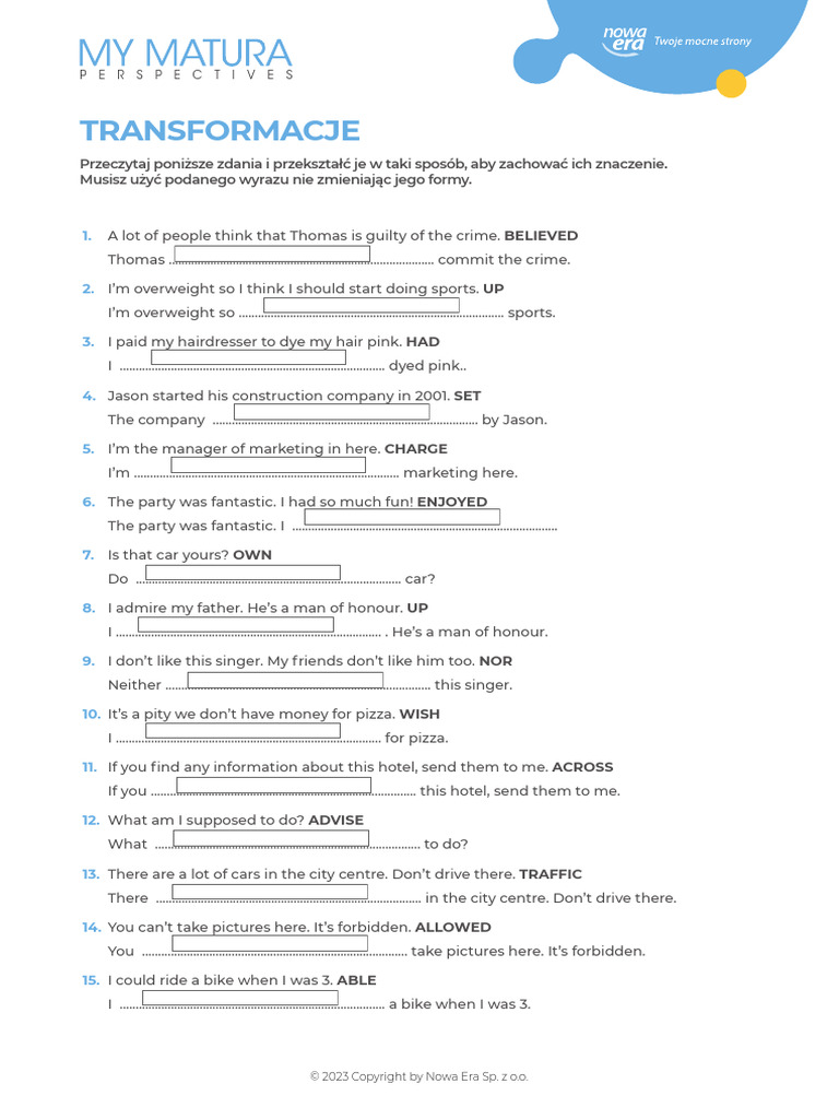 Transformacje 1 - Matura Rozszerzona | PDF