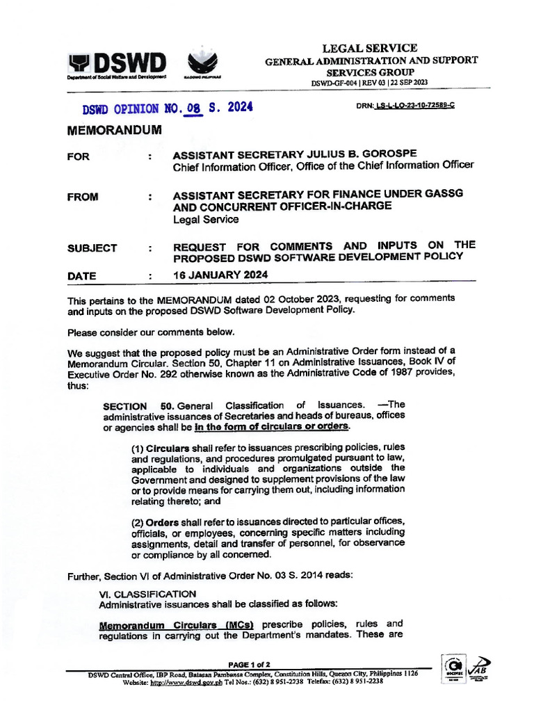 Administrative Issuances of Secretaries and Heads of Bureaus, Offices or Agencies | PDF