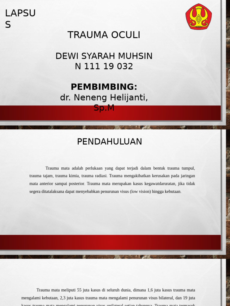 Penanganan Trauma Okuler pada Mata | PDF