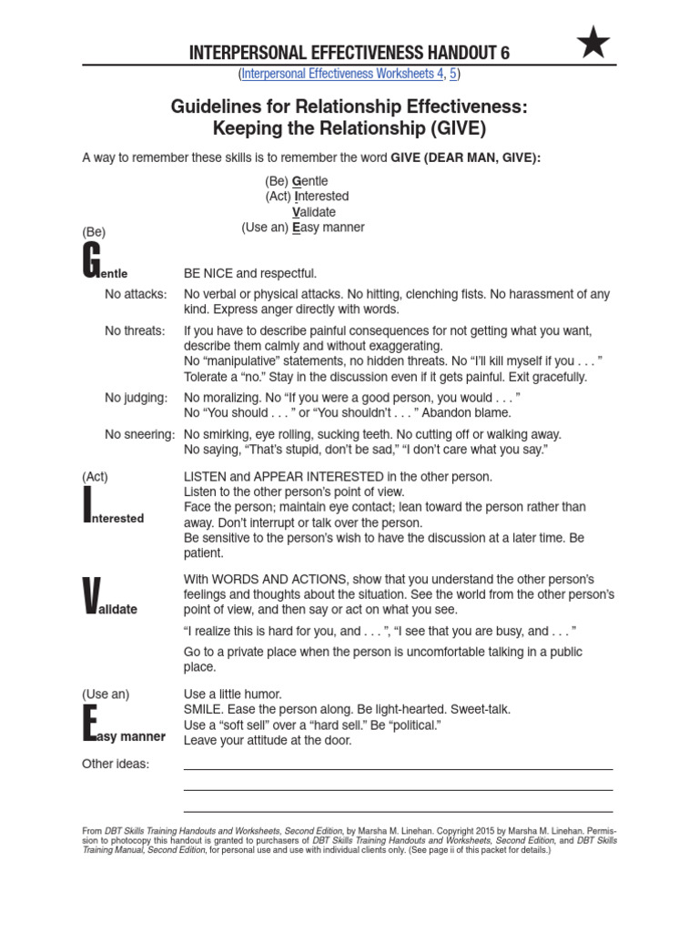 DBT Worksheets | PDF | Dialectical Behavior Therapy | Social Psychology