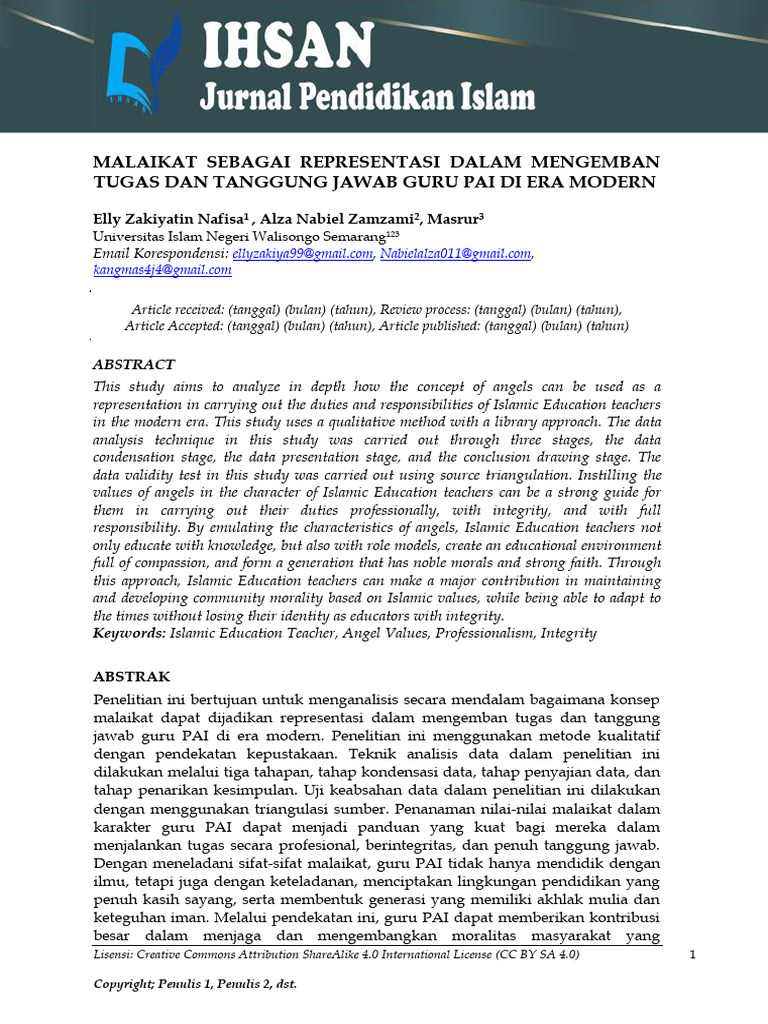 Malaikat Sebagai Representasi Dalam Mengemban Tugas Dan Tanggung Jawab ...