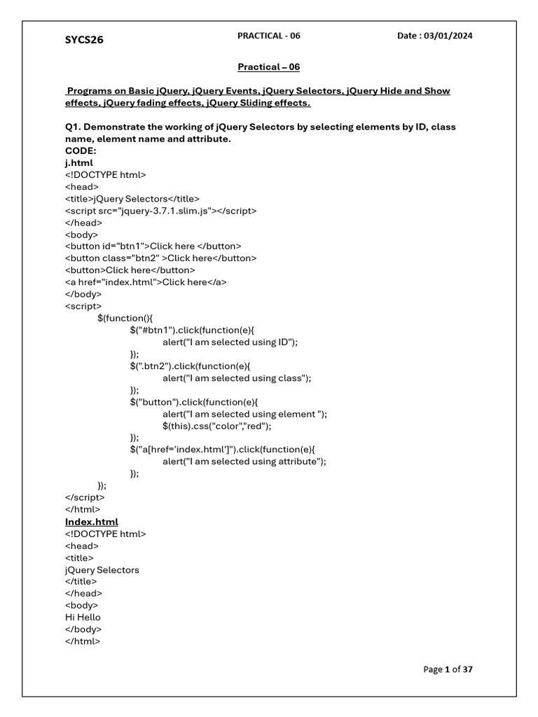 ADBMS JQuery - Mixed | PDF | J Query | Web Application