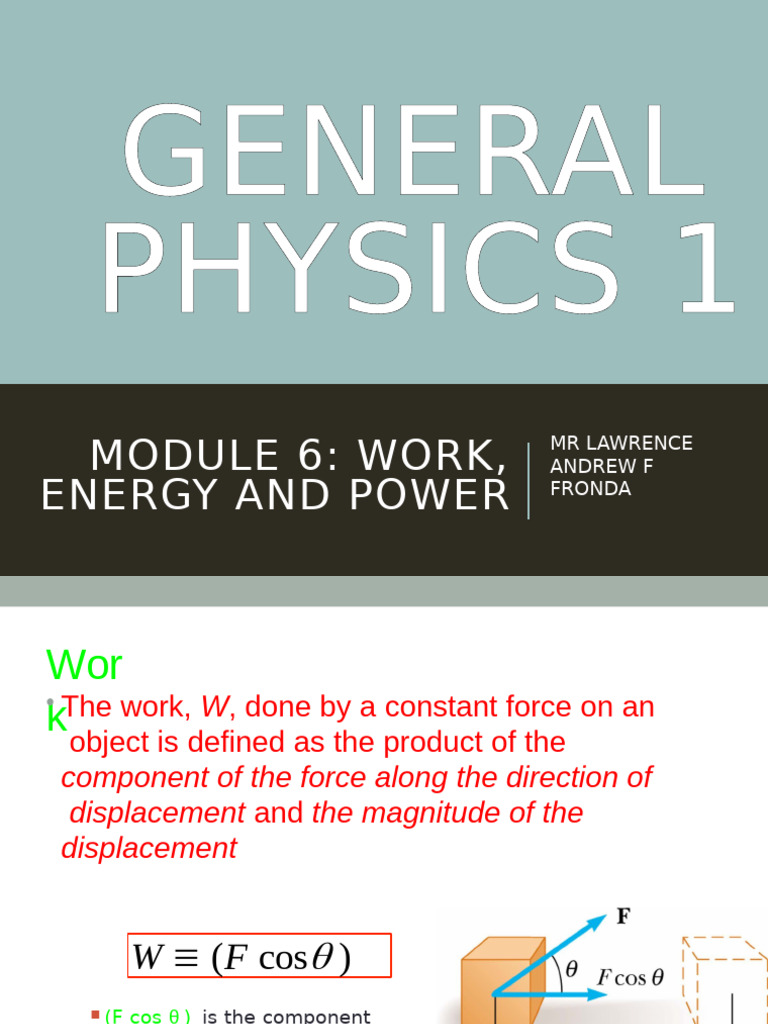 Module 6 Work Energy and Power. | PDF | Potential Energy | Force