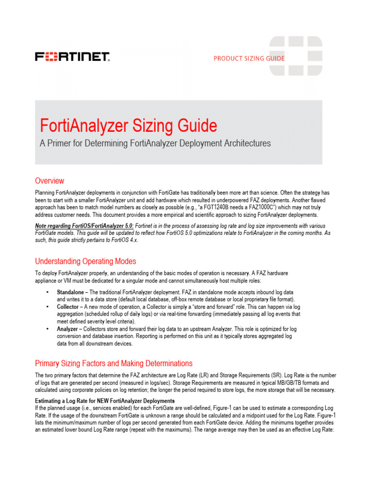 FAZ Sizing Guide 201206R1 | PDF | Databases | Computing