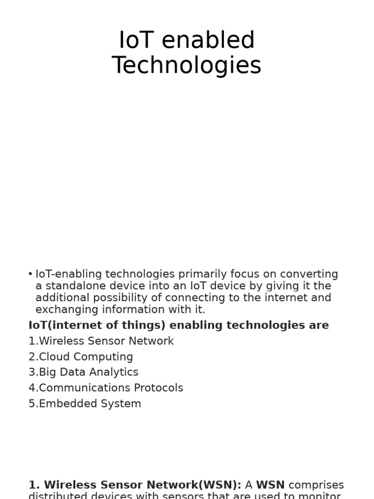 IoT Enabled Technologies | PDF | Cloud Computing | Wireless Sensor Network