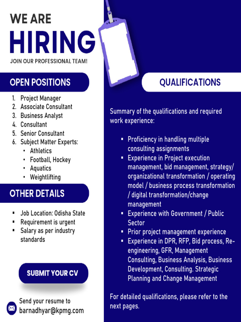 KPMG Sports Consulting Job Openings | PDF