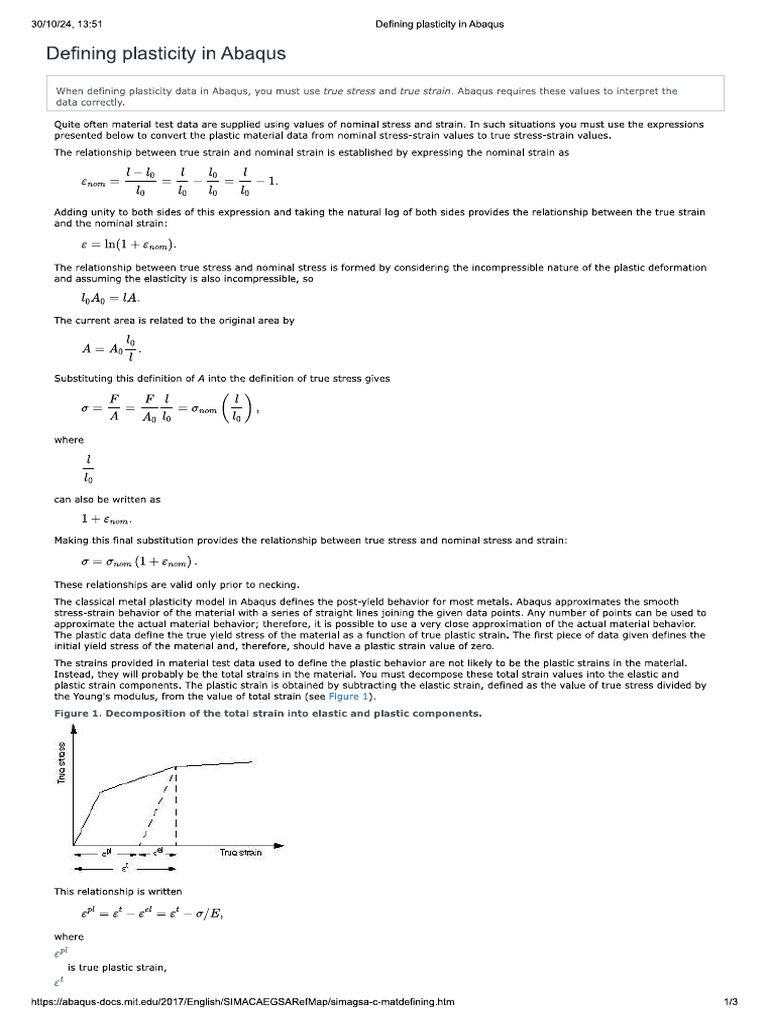 Defining Plasticity in Abaqus | PDF
