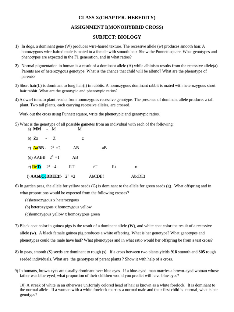 monohybrid_cross | PDF | Dominance (Genetics) | Genotype