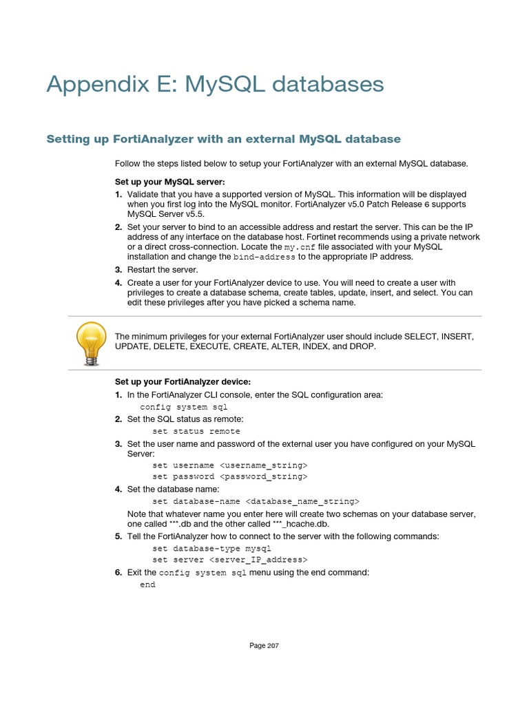 FortiAnalzyer 506 MySQL Databases | PDF | My Sql | Databases