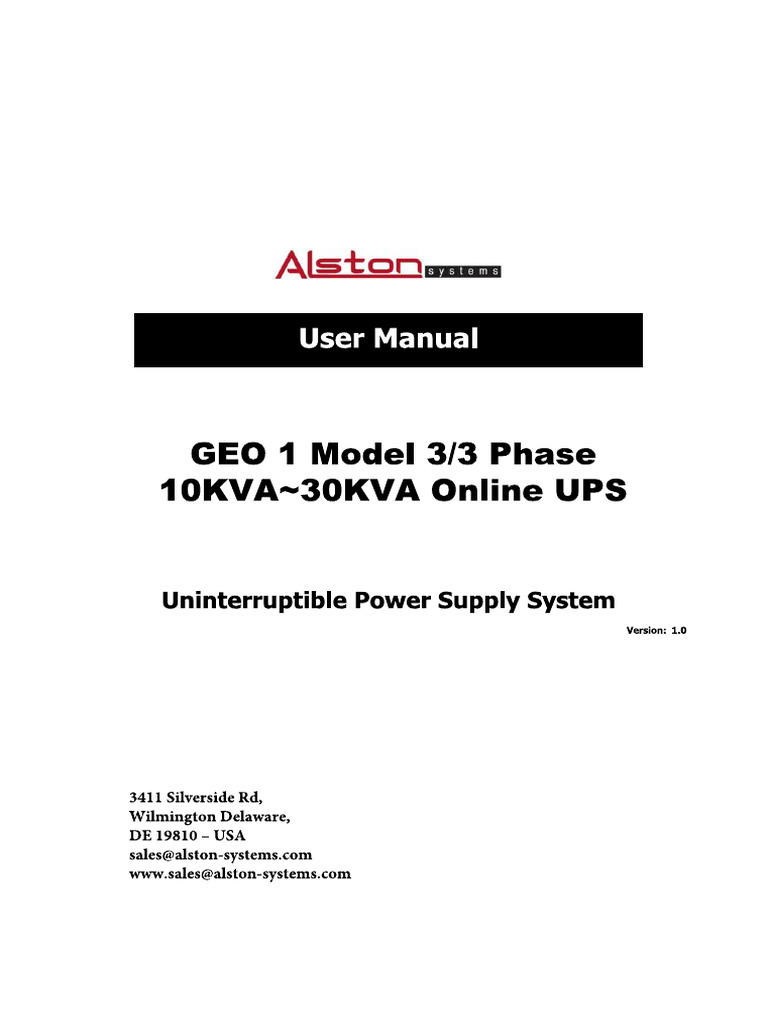 Alston manual | PDF | Power Supply | Power Inverter